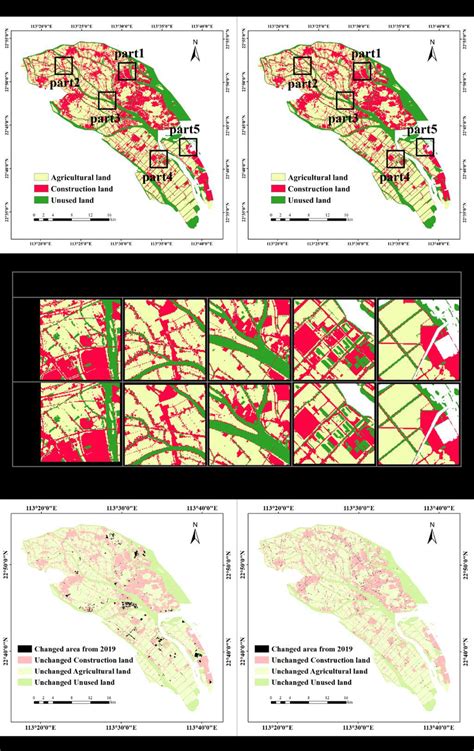 comparison of observed land use map and simulated map for 2020 a