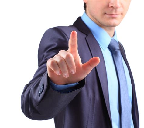 Premium Photo Business Man Pushing On A Touch Screen Interface