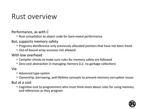 The Rust Programming Language Vs The C Programming Language Ppt