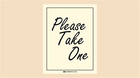 Download Please Take One Sign Printable Pdf