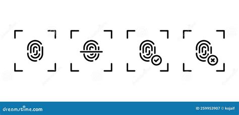 Identity Biometric Verification Vector Icons Set Fingerprint Scanner Symbol Stock Vector