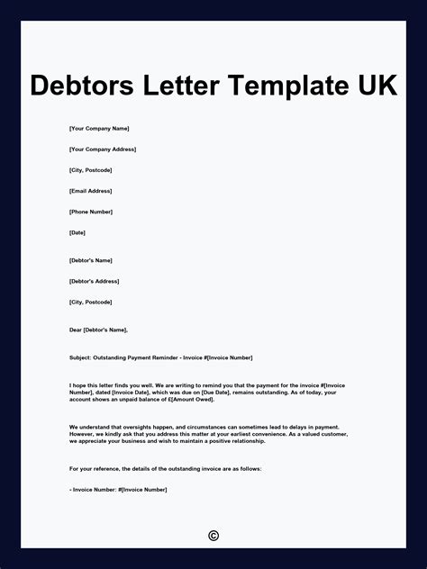 Debtors Letter Template Uk