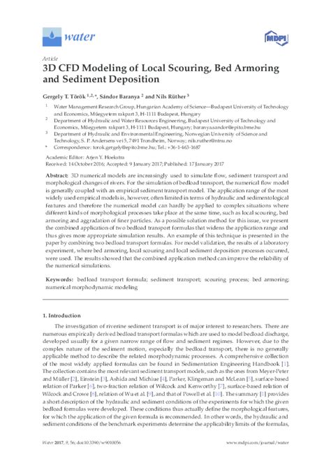 Pdf 3d Cfd Modeling Of Local Scouring Bed Armoring And Sediment