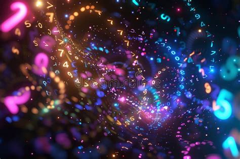 Abstract Colorful Numbers In A Swirling Vortex Stock Illustration