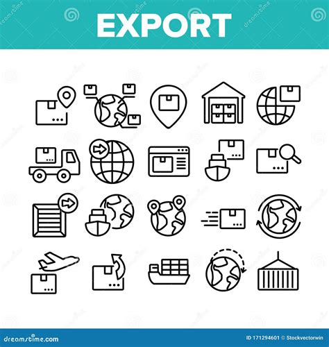 export global logistic collection icons set vector stock vector