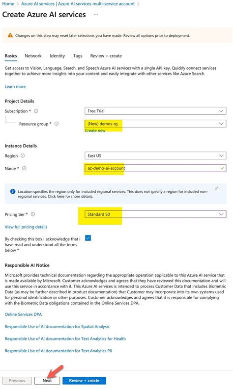 Create Azure Ai Multi Service Resource In Azure Portal