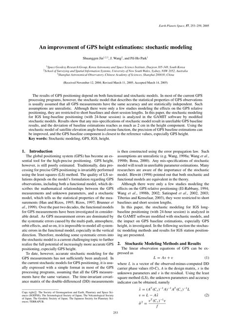 Pdf An Improvement Of Gps Height Estimations Stochastic Modeling