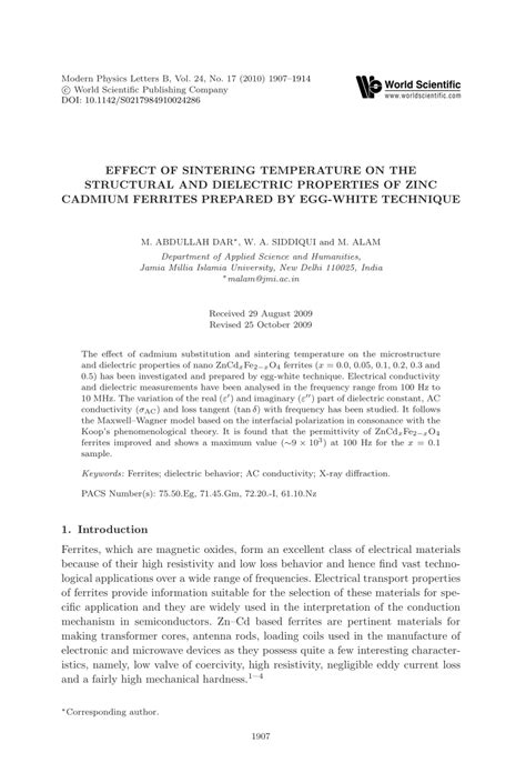 Pdf Effect Of Sintering Temperature On The Structural And Dielectric