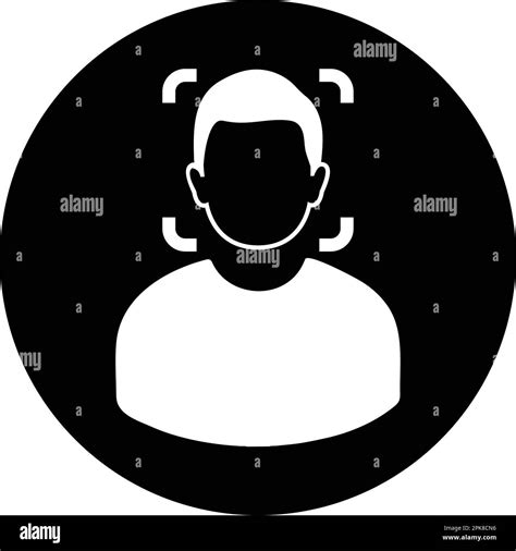 Biometric Face Recognition Icon Rounded Style Button Vector Eps