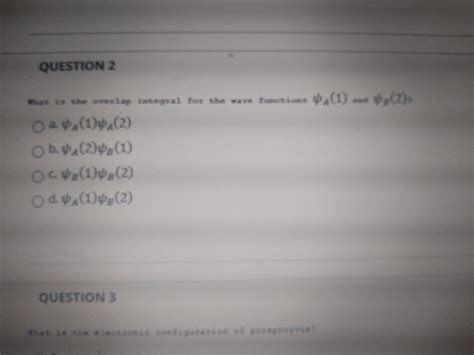 Solved What Is The Overlap Integral For The Wave Function Chegg Com