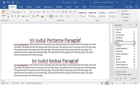 cara menggunakan style pada microsoft word windowsku