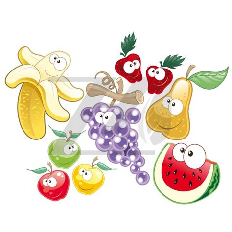 دانلود وکتور مجموعه میوه های کارتونی دانلود رایگان فایل لایه باز، Psd