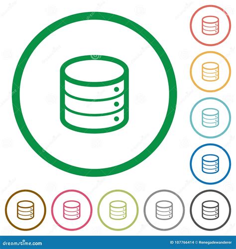 Database Outlined Flat Icons Stock Vector Illustration Of Button