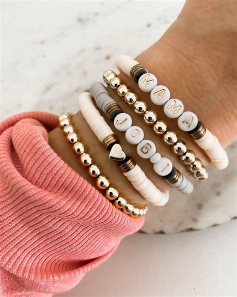 New Sweet Boho Heishi Disc Personalized Beaded Name Bracelets Stackable