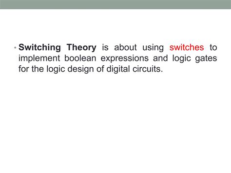 Switching Circuit On Digital Logic Design Pptx