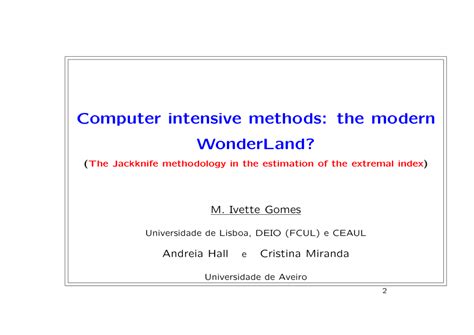 Pdf Computer Intensive Methods The Modern Wonderland The Jackknife