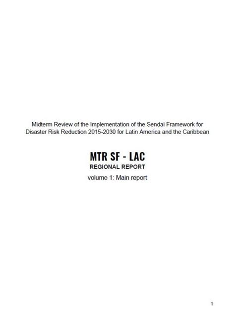 Regional Report Midterm Review Of The Implementation Of The Sendai Framework For Disaster Risk