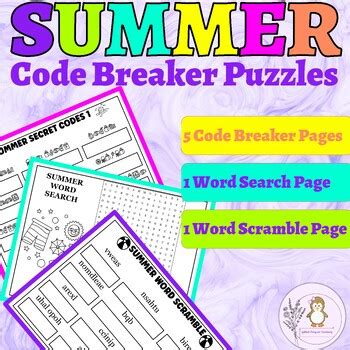 Summer Code Breaker Worksheet Secret Code Puzzle Activities For Early Elementary