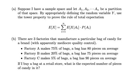 Solved The Tower Property Rule Of Iterated Expectations Is
