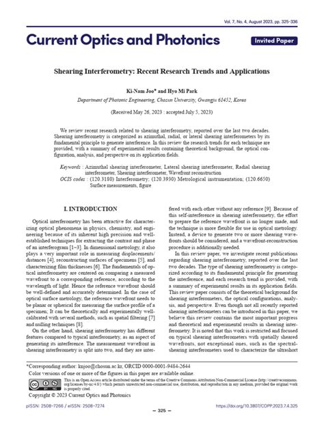 shearing interferometry recent research trends and applications pdf