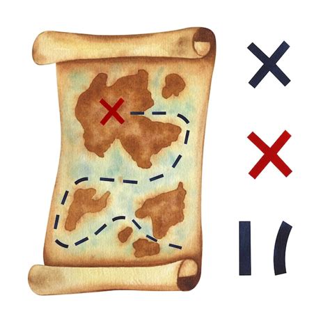 Premium Photo Treasure Map On A Scroll With Islands Illustration Painted In Watercolor