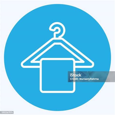 아이콘 매달린 수건 스파 기호에 적합합니다 파란 눈 스타일 편집 가능한 간단한 디자인 디자인 템플릿 벡터 간단한 기호 그림 가정 생활에 대한 스톡 벡터 아트 및 기타 이미지