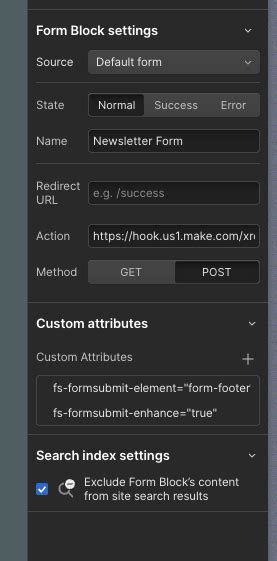Webflow Form Action Not Passing Data To Make Custom Code Forum