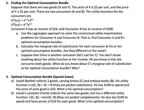 solved 2 finding the optimal consumption bundle suppose
