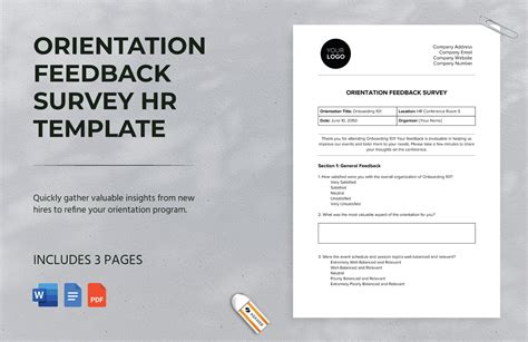 Orientation Feedback Survey HR Template In Word PDF Google Docs Download Template Net