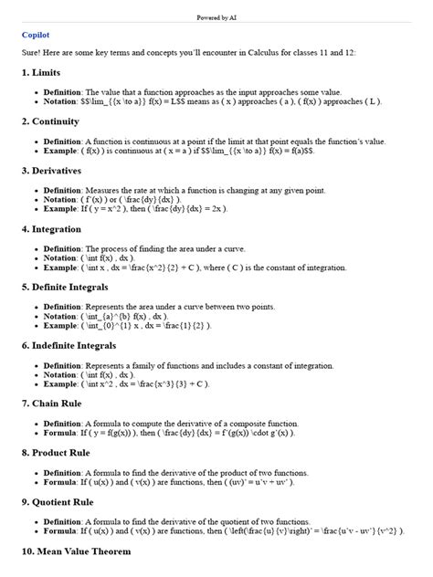 Some Basic Terms Of Calculus Pdf Derivative Function Mathematics