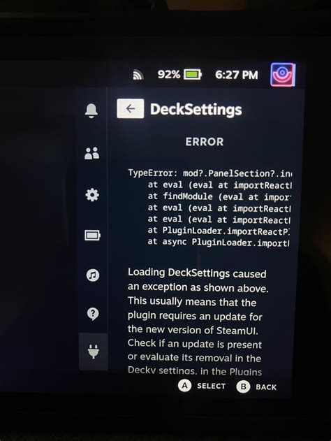Plug In Error Help R Steamdeck