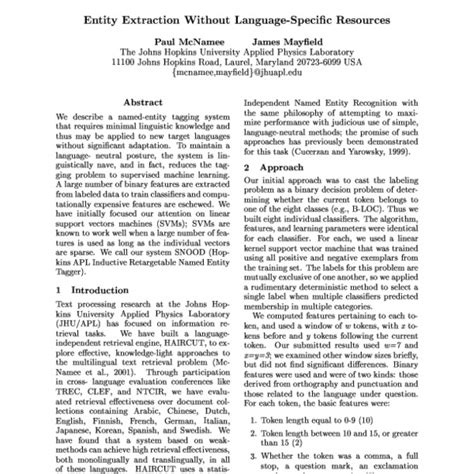 Entity Extraction Without Language Specific Resources Acl Anthology