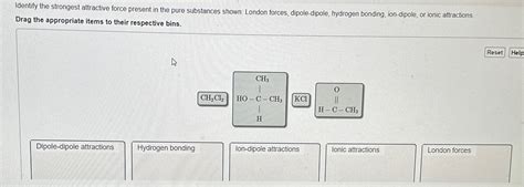 Solved Identify The Strongest Attractive Force Present In