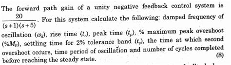 Solved The Forward Path Gain Of A Unity Negative Feedback Chegg Com