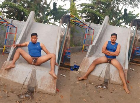 Crazy Pissing On Playground Slide