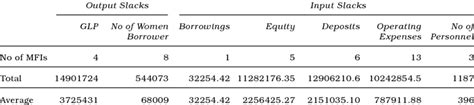 3 output and input slacks in 2008 09 download table