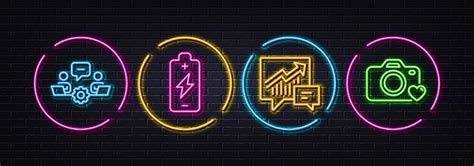 팀워크 회계 및 배터리 충전 최소 라인 아이콘 웹 응용 프로그램의 경우 벡터 인쇄 교육에 대한 스톡 벡터 아트 및 기타 이미지 교육 그래프 기포 Istock