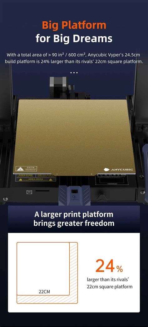 ₩579468에서 Anycubic Vyper 자동 레벨링 3d 프린터 245 245 260mm Fdm 3d 프린터로 대형 인쇄