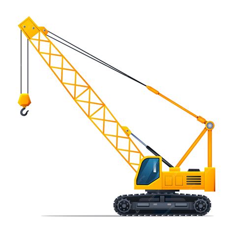 Premium Vector Lifting Crane Vector Illustration Heavy Machinery Construction Vehicle Isolated
