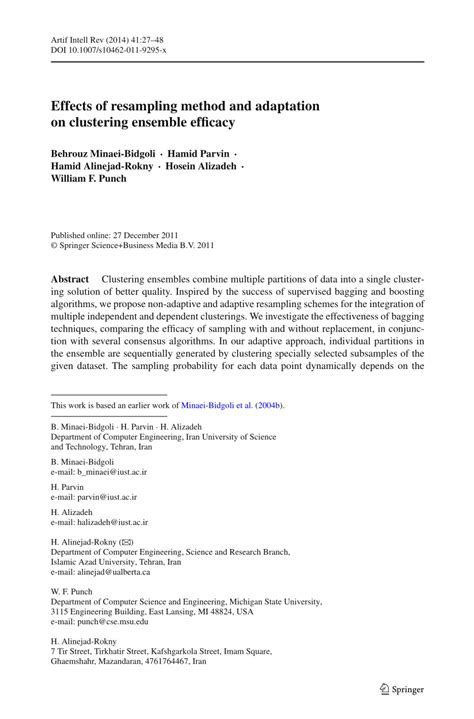 Pdf 202 Effects Of Resampling Method And Adaptation On Clustering