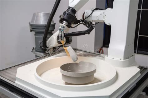 3d Printing And Additive Manufacturing Robot Mixing Materials For New Print Stock Illustration