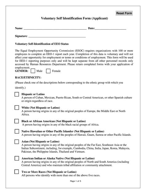 Fillable Online Voluntary Self Identification Form Applicant Uson