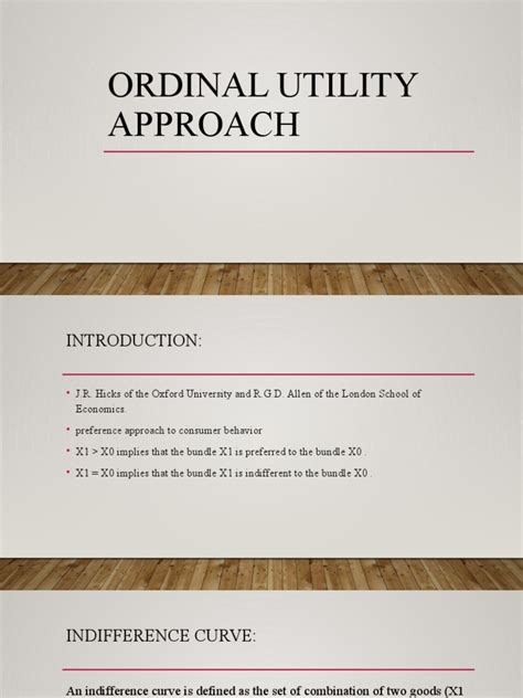 Ordinal Utility Approach Pdf Utility Scientific Theories