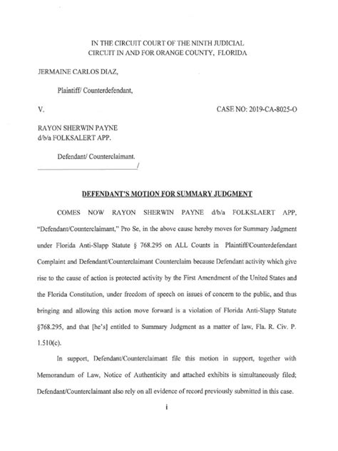 Folksalert Motion For Summary Judgement Pdf