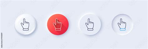 hand cursor line icon neumorphic red gradient 3d pin buttons click