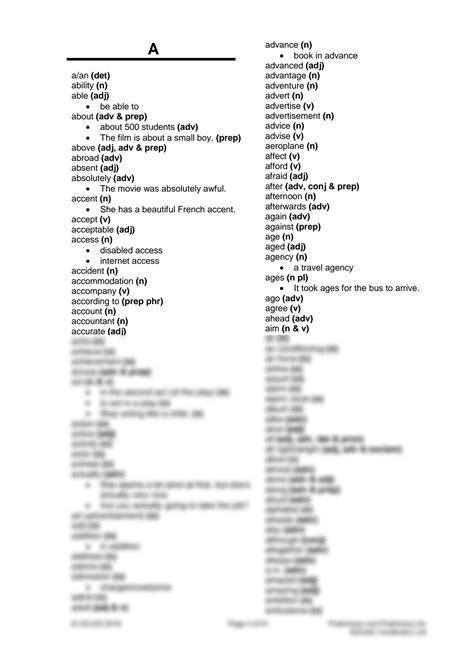 SOLUTION: b1 preliminary 2020 vocabulary list - Studypool