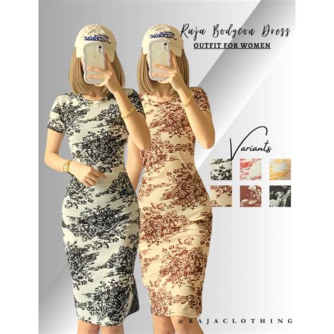 Raja Printed Sexy Bodycon Maxi Dress Shopee Philippines