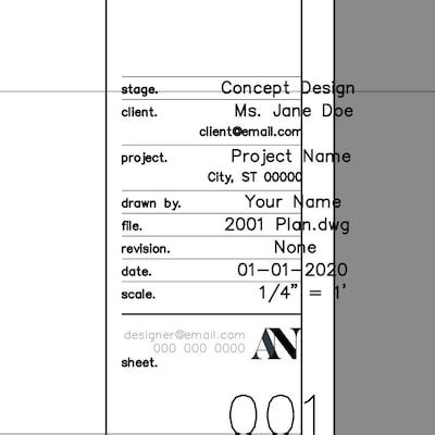 Contemporary Interior Design Title Block Templates A2 A3 A4 8 5x11