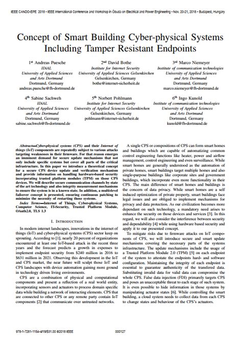 Concept Of Smart Building Cyber Physical Systems Cps