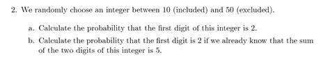 Solved 2 We Randomly Choose An Integer Between 10 Chegg Com